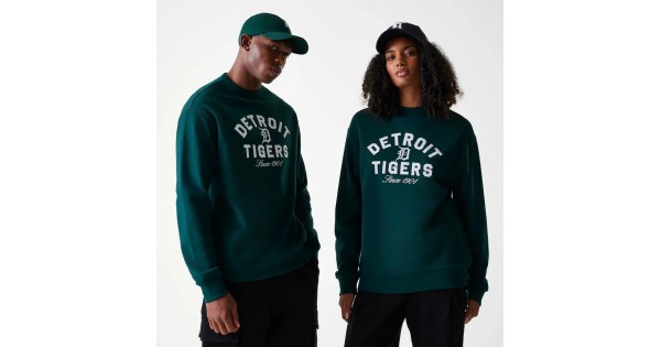 Detroit Tigers MLB Heritage Dark Green Oversized Crew Neck Sweater